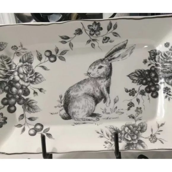 maxcera | Dining | Maxcera Easter Bunny Gray Toile Dinner Serving ...